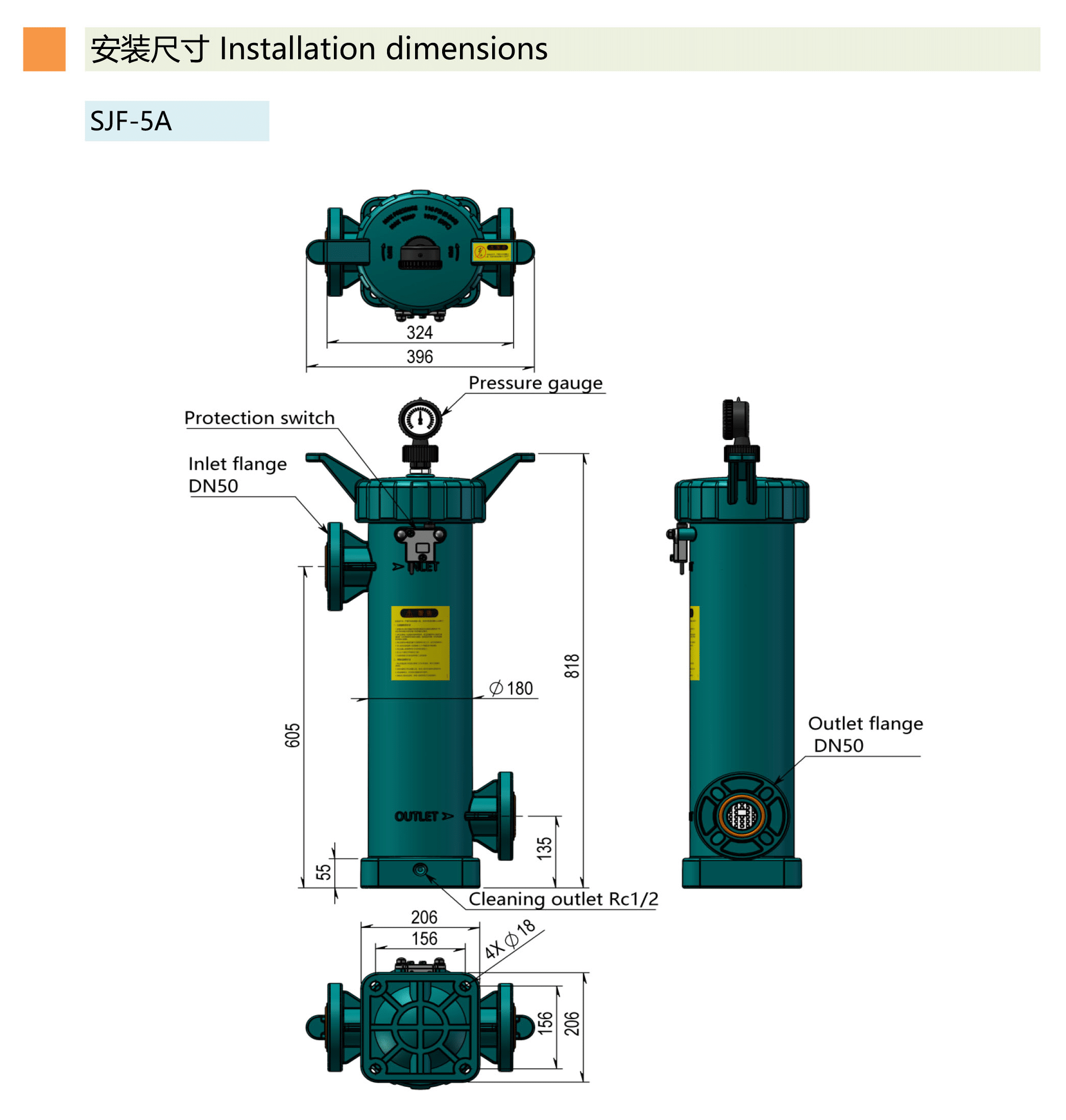 Replacement FSI X-100 bag filter housing